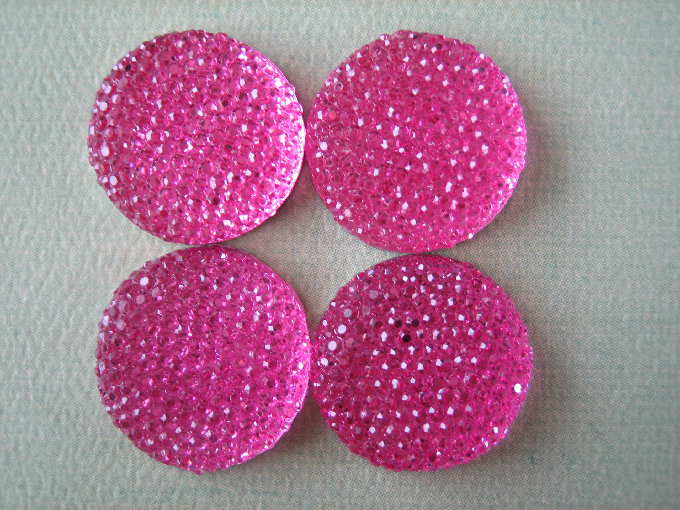4pcs - Pink - Resin Rhinestone Cabochons - 24mm - Sparkly - Cabochons ...