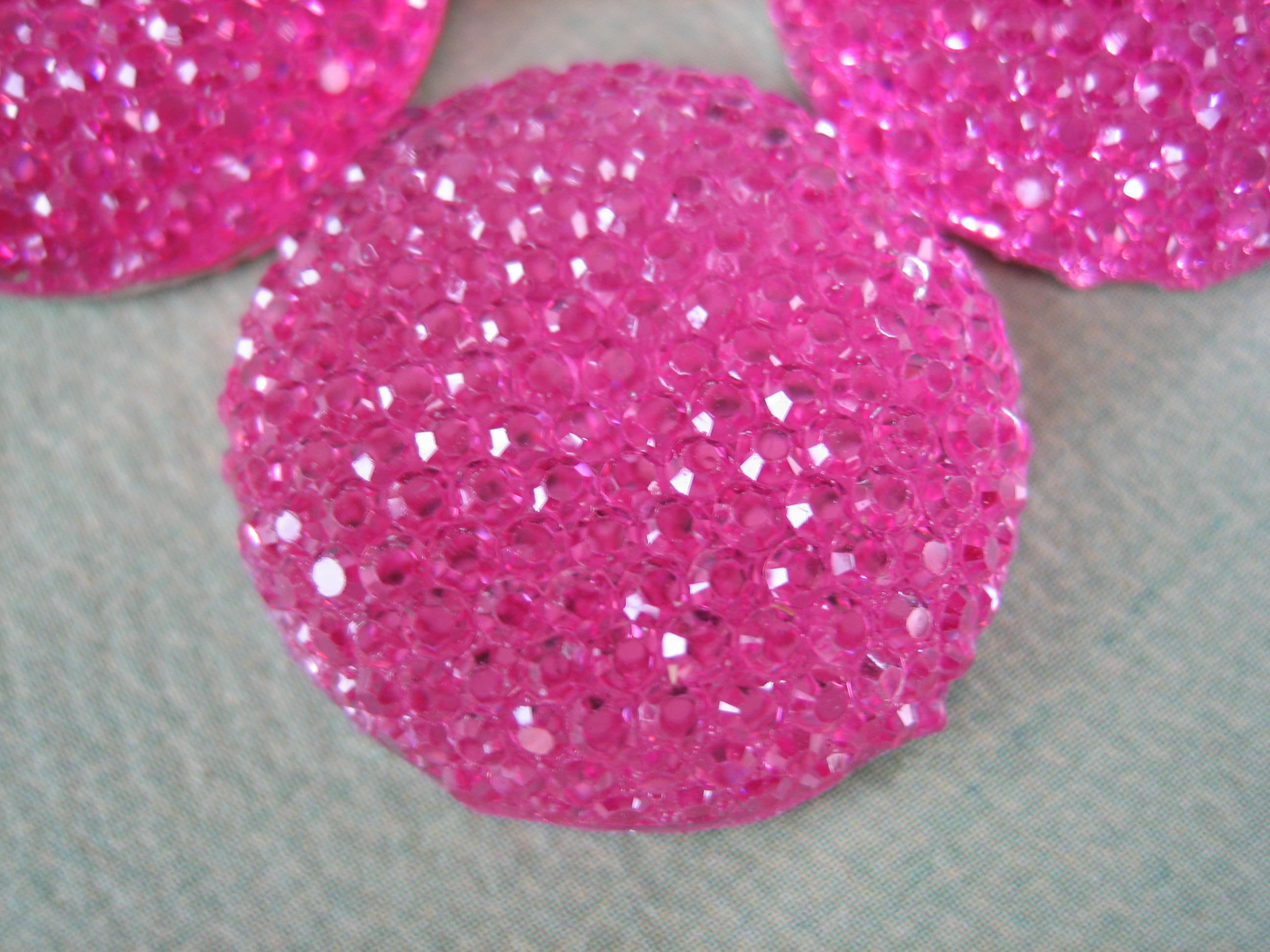 4pcs - Pink - Resin Rhinestone Cabochons - 24mm - Sparkly - Cabochons ...